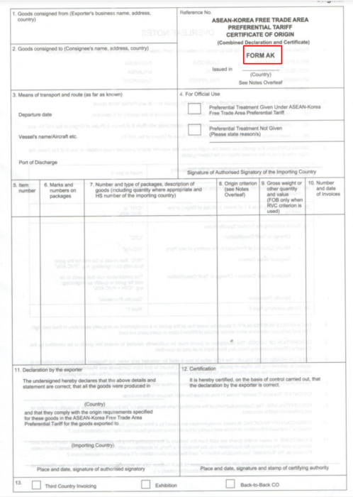 CO FORM AK - NHỮNG LƯU Ý VỀ CHỨNG NHẬN XUẤT XỨ MẪU AK - Smartlink