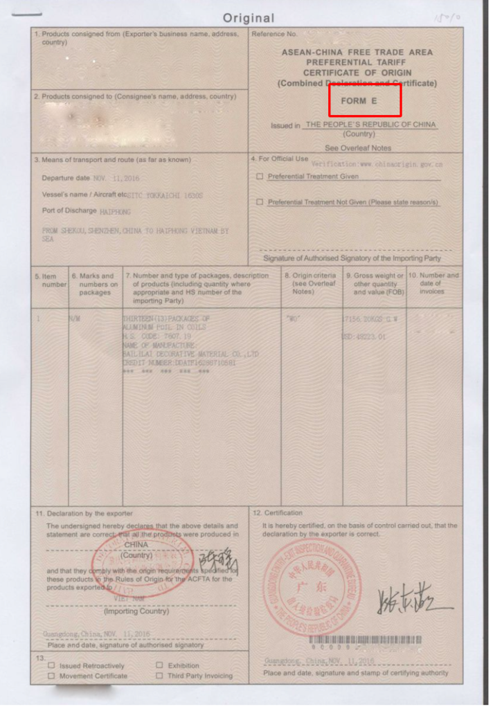 CO FORM E - NHỮNG LƯU Ý VỀ CHỨNG NHẬN XUẤT XỨ MẪU E - Smartlink