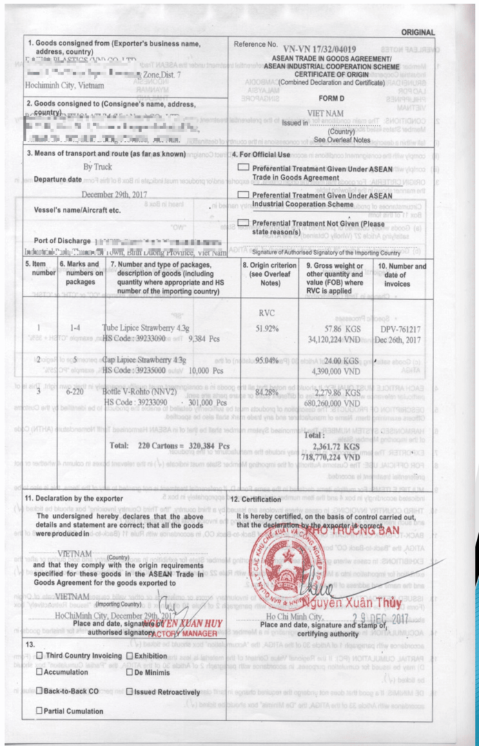 CO FORM D – NHỮNG LƯU Ý VỀ CHỨNG NHẬN XUẤT XỨ MẪU D - Smartlink