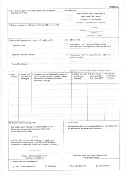 CO FORM AI – IMPORTANT NOTES ON CERTIFICATE OF ORIGIN FORM AI - Smartlink