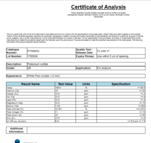 DETAILED UNDERSTANDING OF THE CERTIFICATE OF ANALYSIS (COA) - Smartlink